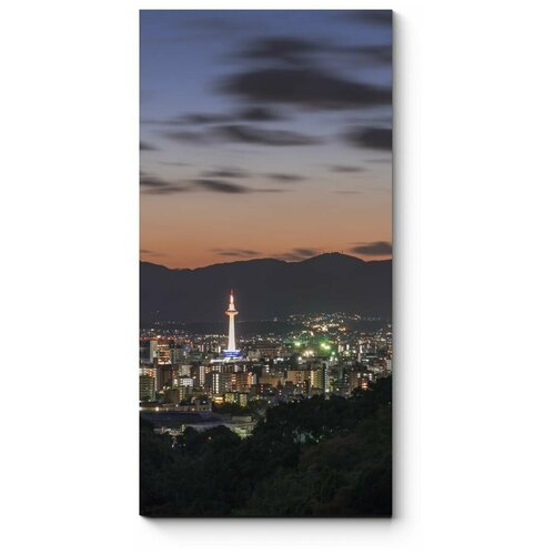 Модульная картина Неповторимая панорама ночного Киото 40x80