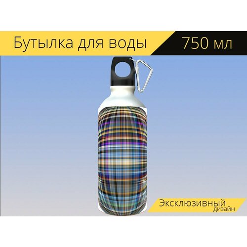 Бутылка фляга для воды "Сфера, мяч, штриховая графика" 750 мл. с карабином и принтом