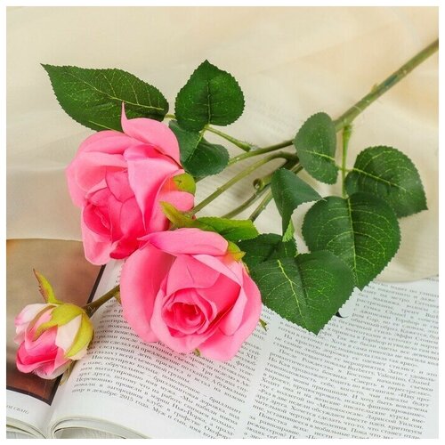 Цветы искусственные "Роза Глория" 8*48 см, малиновая