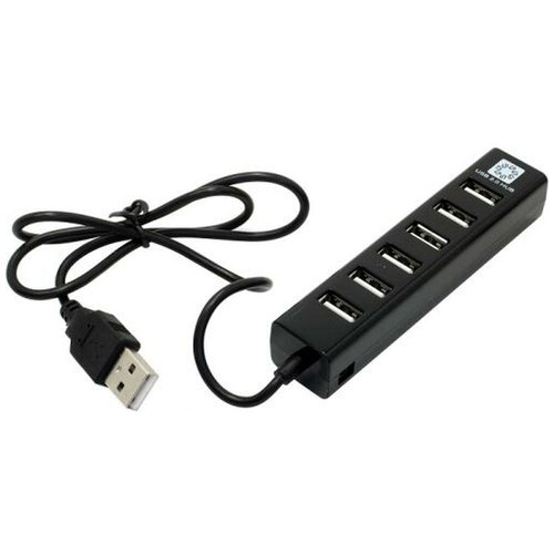 Разветвитель USB 5Bites HB27-208BK хаб - концентратор 7 портов USB2.0 + выключатели - линейка - чёрный