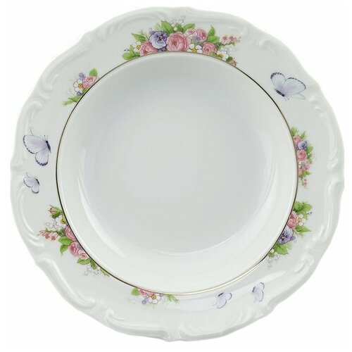 Набор тарелок 22,5 см 6 шт глубокие Cmielow "Мария-Тереза /Цветы и бабочки" / 061473