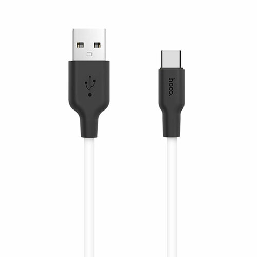 Кабель USB HOCO X21 Silicone USB - Type-C, 2А, 1 м, белый+черный