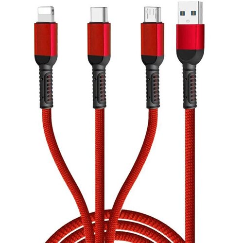 Универсальный кабель 3 в 1 Lightning, TYPE-C, MICRO USB, usb провод 1,2 метр
