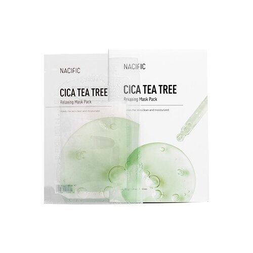 NACIFIC Cica Tea Tree Relaxing Mask Pack Успокаивающая тканевая маска с центеллой и чайным деревом, 30 г, 30 мл