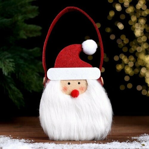 Новогодняя корзинка для декора "Дед Мороз" 12,5 х 8,5 х 24 см
