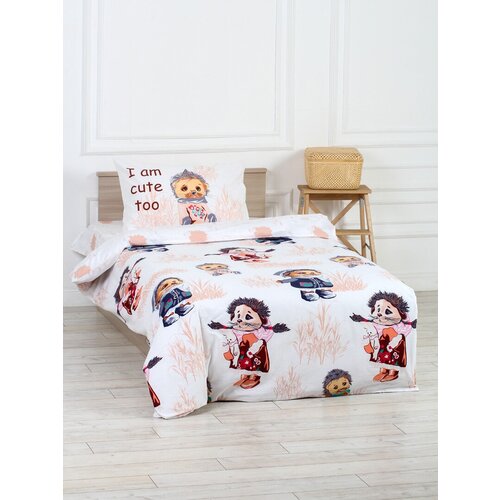 Комплект постельного белья Mona Liza Ежики 501050, 1.5-спальное, поплин, белый
