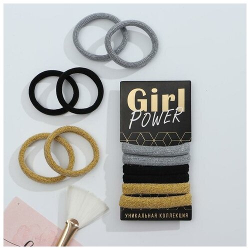 Набор резинок для волос "Girl power", 5,8 х 14 см / 8 марта / Подарок