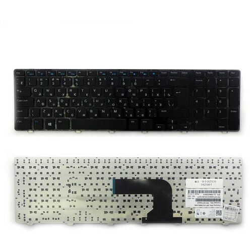 Клавиатура для ноутбука Dell Inspiron 17, 3721, 5737, 5721, 3737. Г-образный Enter. Чёрная, с чёрной рамкой. PN: V119725BS1