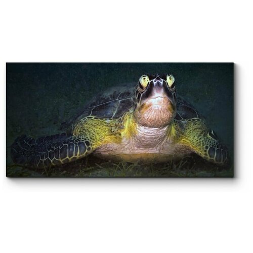 Модульная картина Зеленая черепаха ночью 130x65