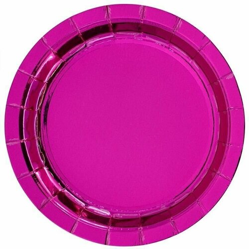 Одноразовая посуда для праздника, Весёлая затея, Тарелка фольг ярко-розовая 17см 6шт