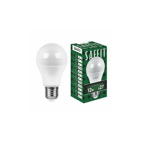 Светодиодная LED лампа Saffit ЛОН А60 E27 12W(1100Lm) 6400K 6K матовая 112x60 SBA6012 55009 (упаковка 16 штук)
