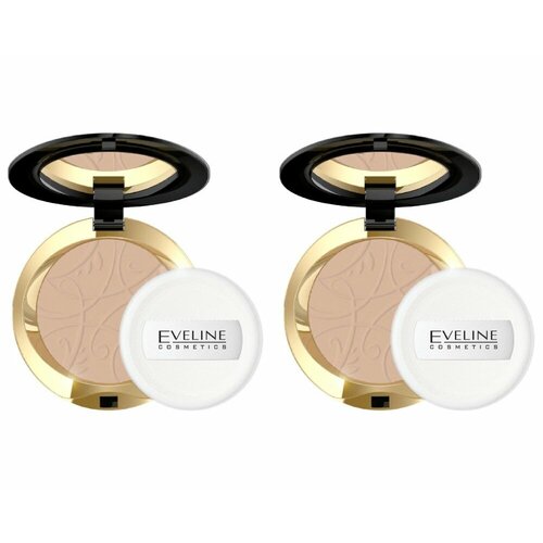Компактная пудра для лица Eveline Cosmetics Celebrities Beauty, минеральная, разглаживающим эффектом, тон 23, 9 гр, 2 шт