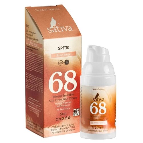 Sativa крем №68 Rose Beige SPF 30, 30 мл