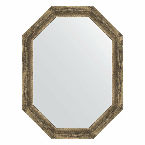 Зеркало настенное Polygon EVOFORM в багетной раме старое дерево с плетением, 63х83 см, для гостиной, прихожей, спальни и ванной комнаты, BY 7123