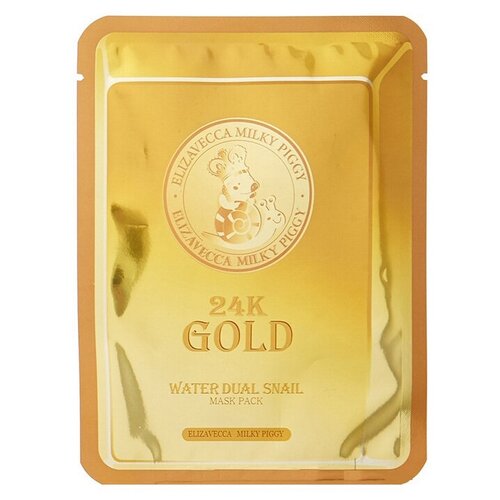 Elizavecca Тканевая маска с золотом и муцином улитки 24k Gold Water Dual Snail, 25 г, 25 мл
