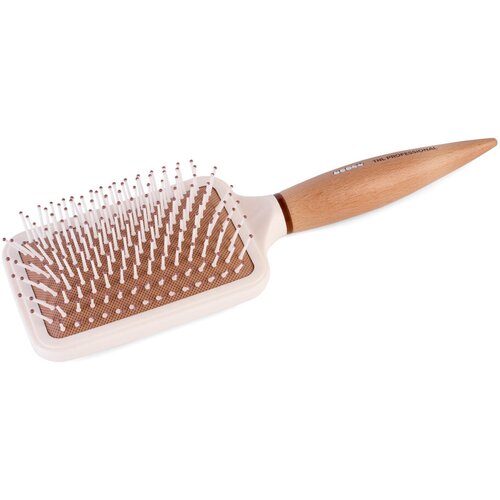 TNL PURE TOUCH массажная расческа для длинных волос, прямоугольная, деревянная ручка 255*85ММ