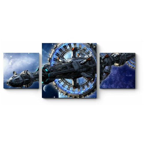 Модульная картина Фантастический космический корабль100x43