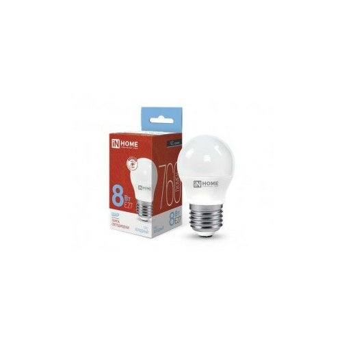 Светодиодная LED лампа LED-ШАР-VC 8W 230В Е27 6500К 760Лм IN HOME (упаковка 12 штук) 4690612024905