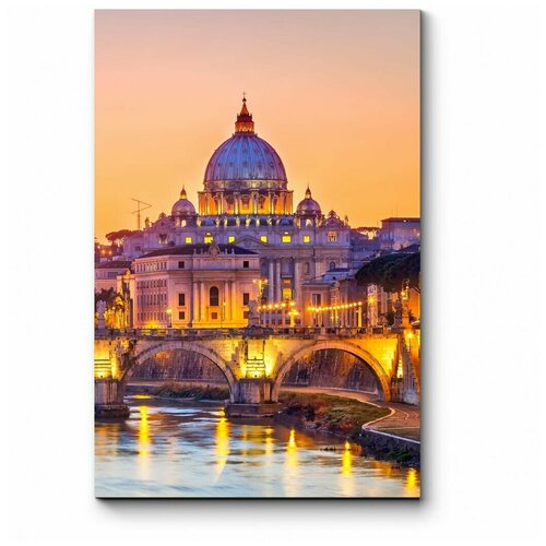 Модульная картина Собор Святого Петра в закатных красках, Рим 80x120