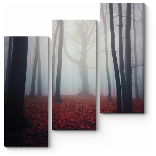 Модульная картина Осенний лес туманным утром 120x128