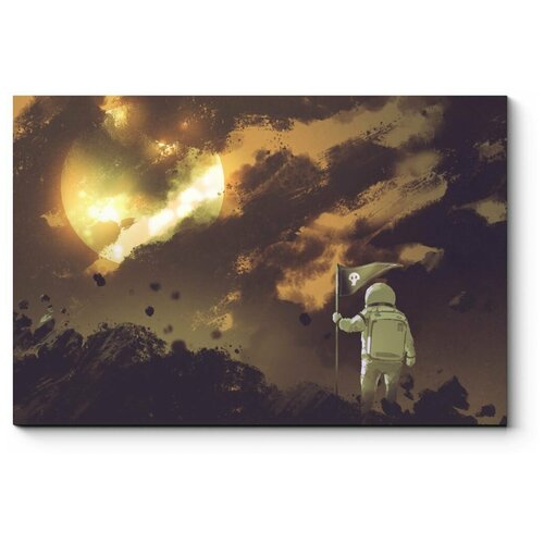 Модульная картина Финиш космонавта, иллюстрация 50x33