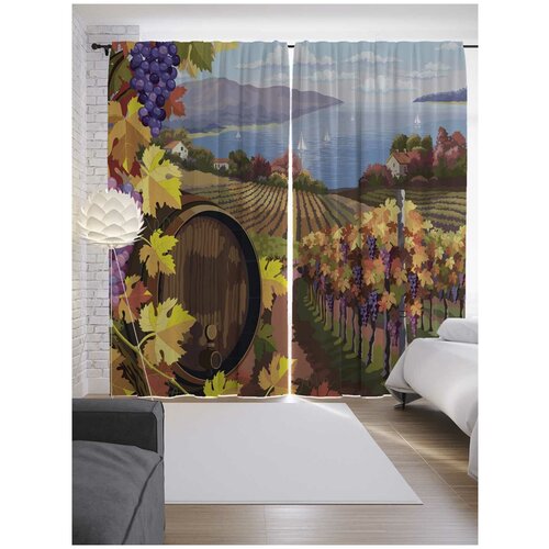 Фотошторы  JoyArty Уютные виноградники на ленте p-14841, 145х265 см, 2 шт., разноцветный