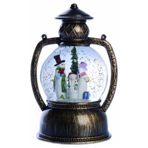 Винтажная 'снежная' лампа "Семья снеговиков", LED-огни, 25 см, батарейки, Peha Magic