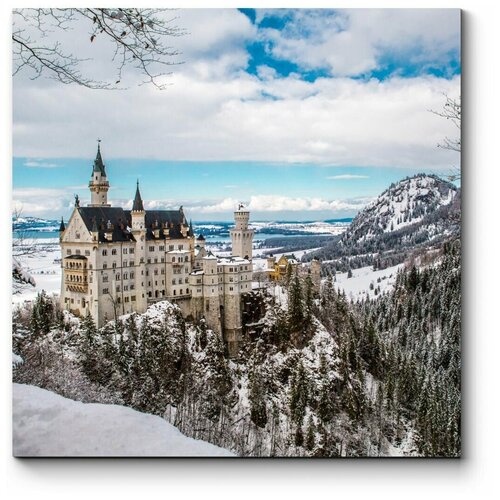 Модульная картина Замок Нойшванштайн в Германии зимой90x90
