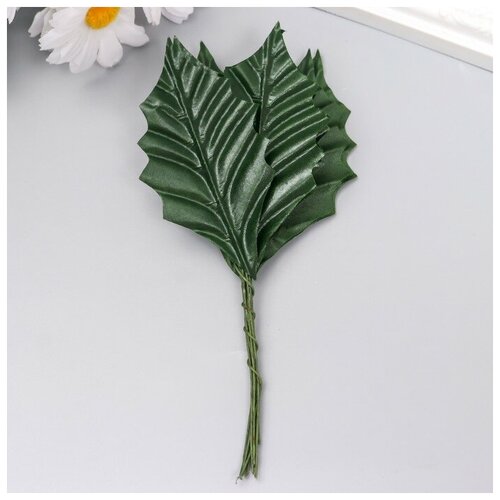 Декор для творчества "Листья тёмно-зелёные " набор 10 шт 9х4,5 см./ В упаковке: 1
