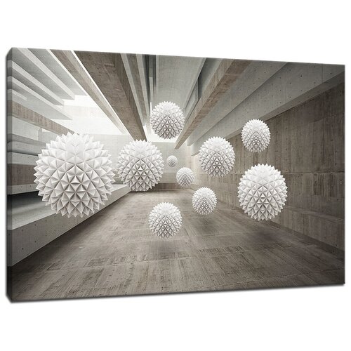 Картина Уютная стена "Текстурные шары в урбанистичном интерьере" 100х60 см