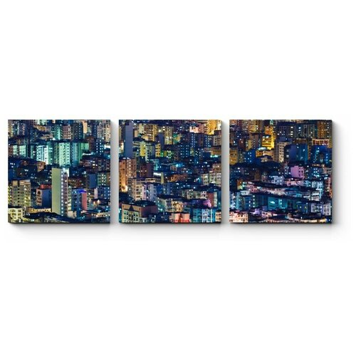 Модульная картина Пейзаж засыпающего Гонконга140x47