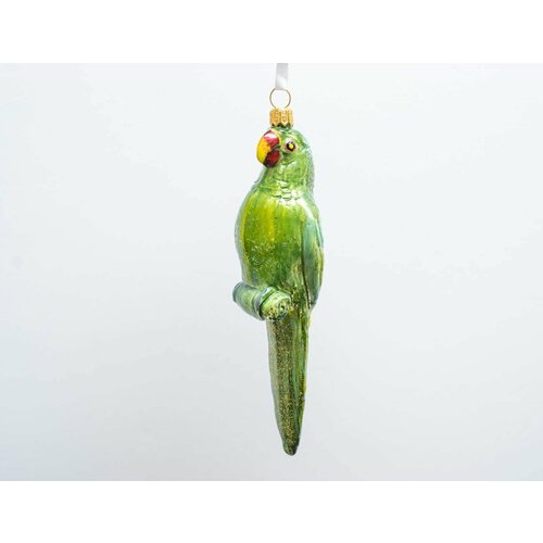 Ёлочная игрушка зелёный попугай эклектус, стекло, 17 см, GMC z.o.o. 0611-5