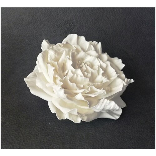 Брошь заколка для волос цветок роза большая белая 180001