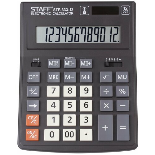Калькулятор бухгалтерский STAFF Plus STF-333-12, черный/серый, 3 шт.