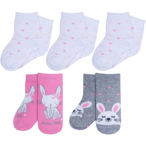 Носки RuSocks 5 пар, размер 12-14, серый, розовый