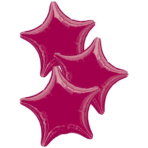 Набор воздушных шаров Anagram звёзды Металлик, Бургунди, 46 см, 3 шт