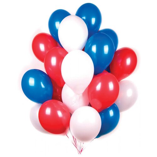 Набор воздушных шаров МФ ПОИСК Триколор, белый/красный/синий, 30 шт.