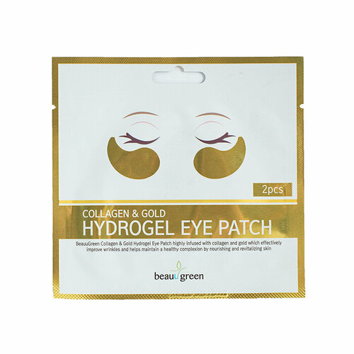 Гидрогелевые патчи для кожи вокруг глаз BeauuGreen Collagen & Gold Hydrogel, 2 шт