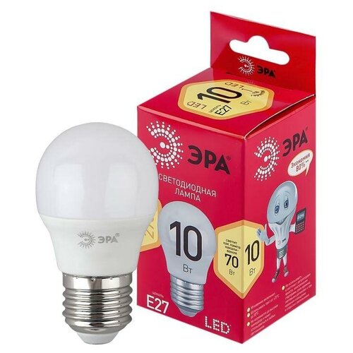 Лампа светодиодная RED LINE LED P45-10W-827-E27 R 10Вт P45 шар 2700К тепл. бел. E27 | код. Б0050698 | Эра (6шт. в упак.)
