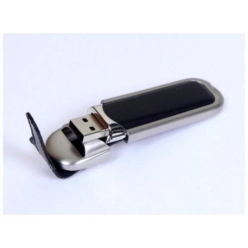 Кожаная флешка для нанесения логотипа с массивным корпусом (32 Гб / GB USB 3.0 Черный/Black 212 Премиум SK126)