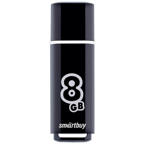 Флешка SmartBuy Glossy USB 2.0 8 ГБ, 1 шт., смолистый черный