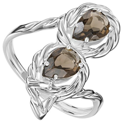 Кольцо Lazurit Online, серебро, 925 проба, раухтопаз, размер 19.5, коричневый