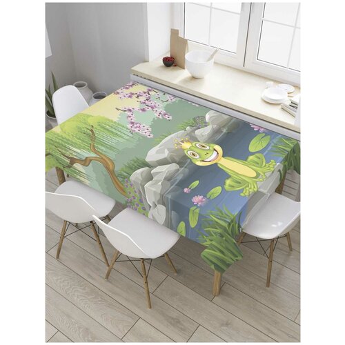 Скатерть прямоугольная JoyArty на кухонный стол "Принц-лягушонок" из оксфорда, 120x145 см