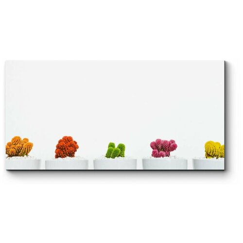 Модульная картина Разноцветные кактусы 140x70
