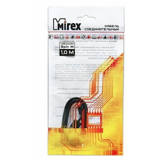 Кабель соединительный Mirex USB 2.0 AM- 8pin (M) 1 метр, чёрный