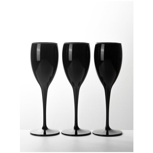 Многоразовые пластиковые бокалы для шампанского Nipco из поликарбоната. Черные 3 штуки