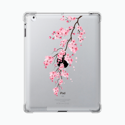 Противоударный силиконовый чехол для планшета Apple iPad 2/3/4 Розовая сакура