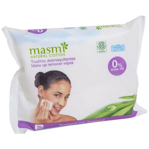 Masmi влажные салфетки для снятия макияжа Natural Cotton, 133 г