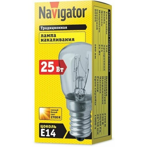 Лампа накаливания Navigator 61 204 NI-T26 для бытовой техники, 25 Вт, цоколь Е14, 1 шт.