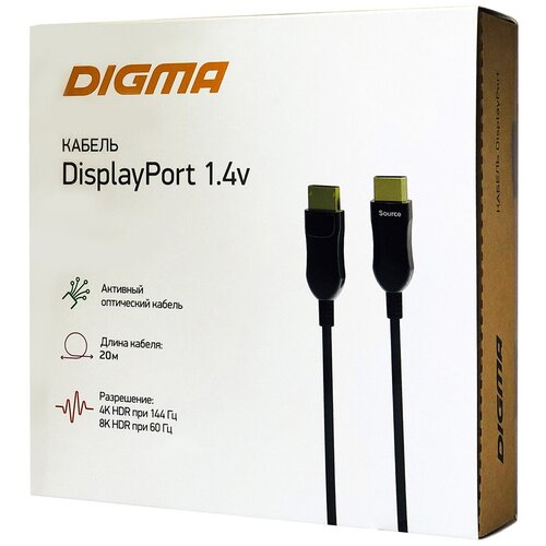 Кабель аудио-видео Digma 1.4v AOC DisplayPort (m)/DisplayPort (m) 20 м